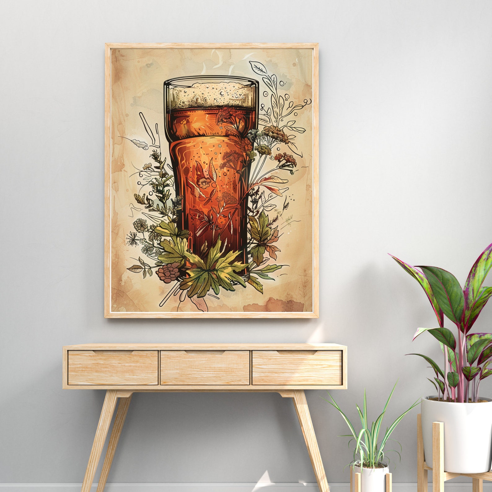 Beer Wall Art Bar Cart Decor Speakeasy Poster Masculine Mancave Artwork ...