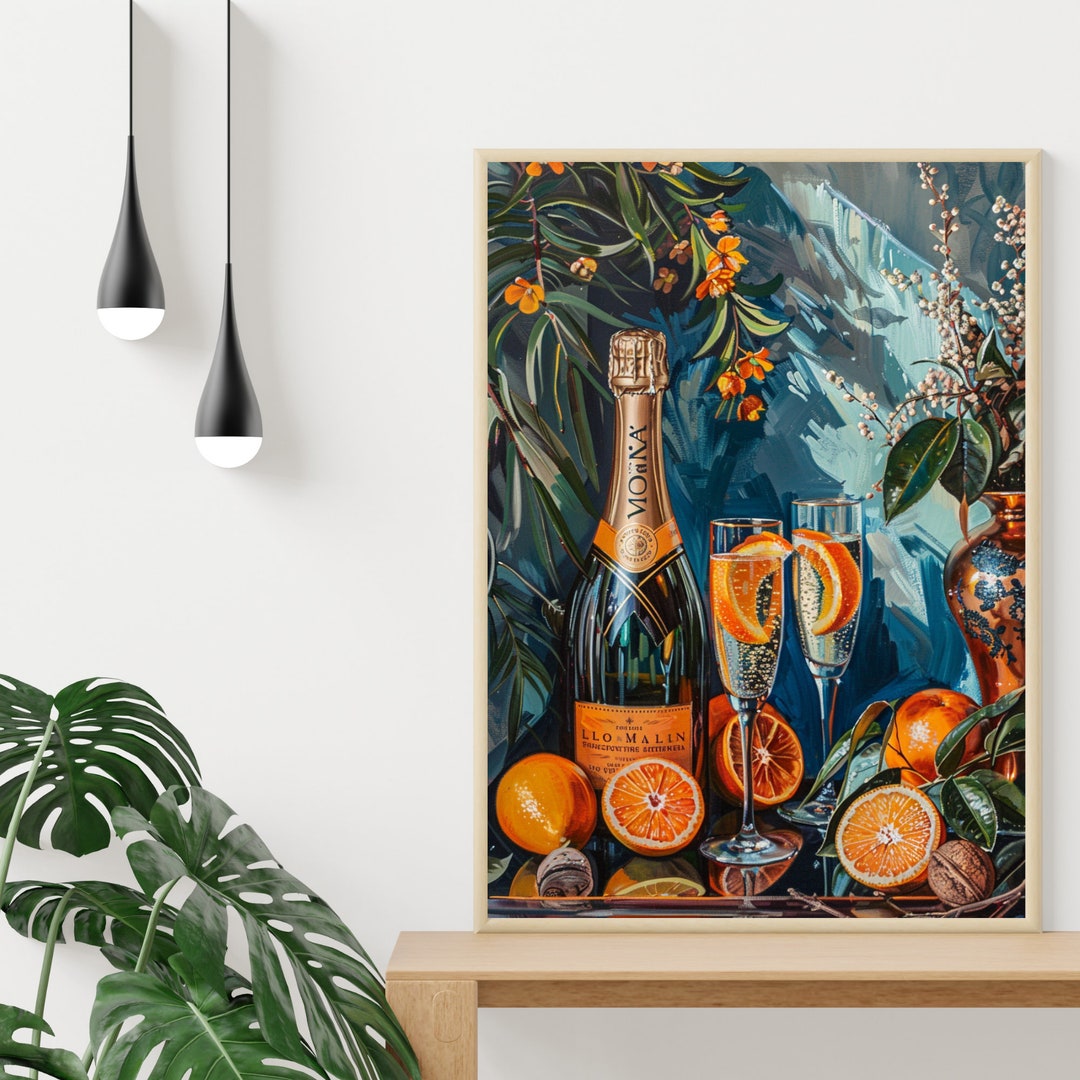 Champagne Mimosa Wall Art Bar Cart Artwork Bachelorette Party Decor ...