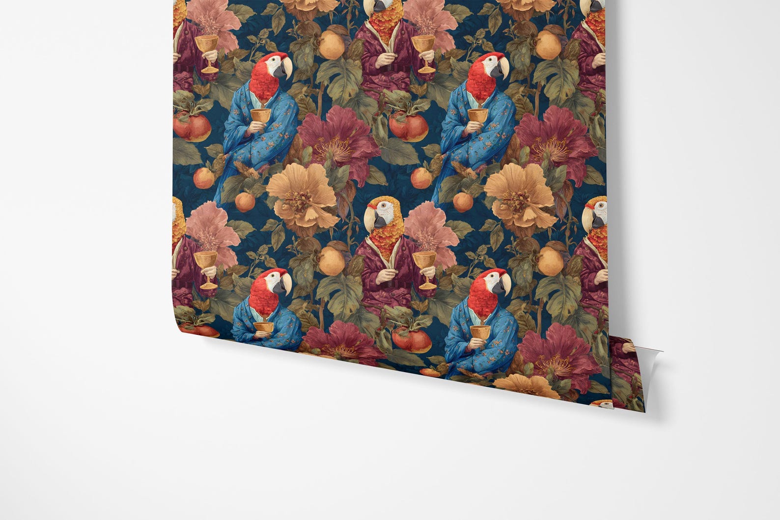 Funny Drinking Parrot Wallpaper: Funky Bathroom Accent Wall Mural - Etsy