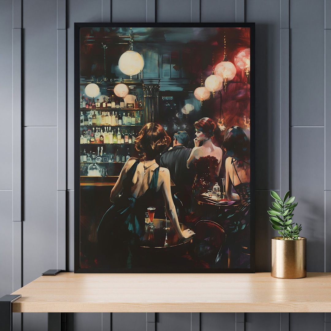 Prohibition Speakeasy Artwork | Framed Canvas | 1920s Wall Art | Vintage Aesthetic Cocktail ...