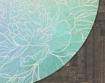 Beige Modern Area Rug, Round Nature Rug, Bird Decoration, Boho Natural ...