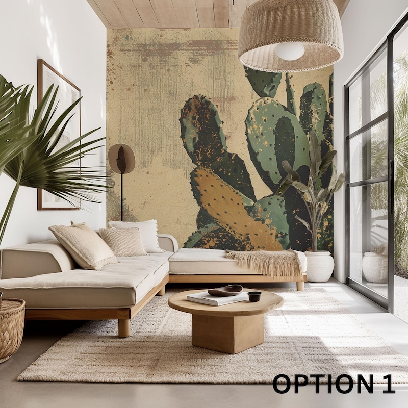 Cactus Mural Wallpaper - Etsy