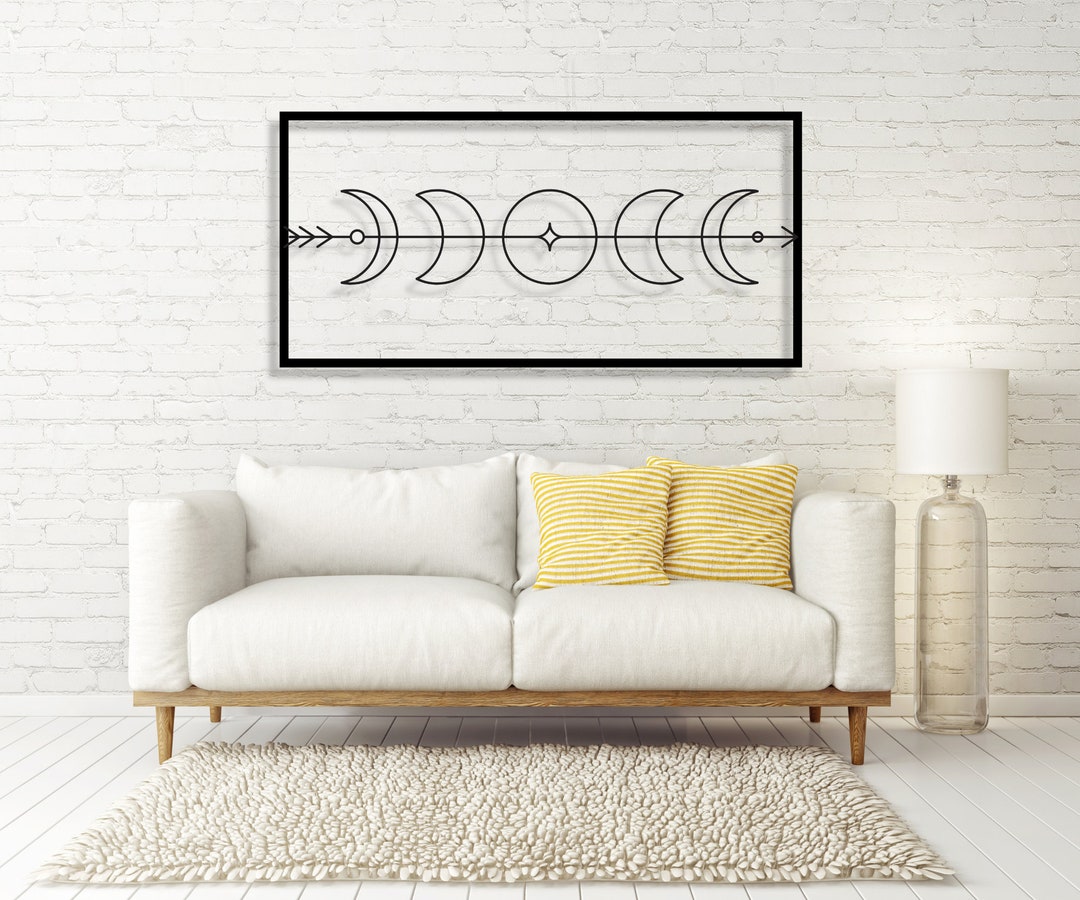 Lunation Moon Metal Wall Decor, Moon Phases Sign, Wall Hanging, Lunar ...
