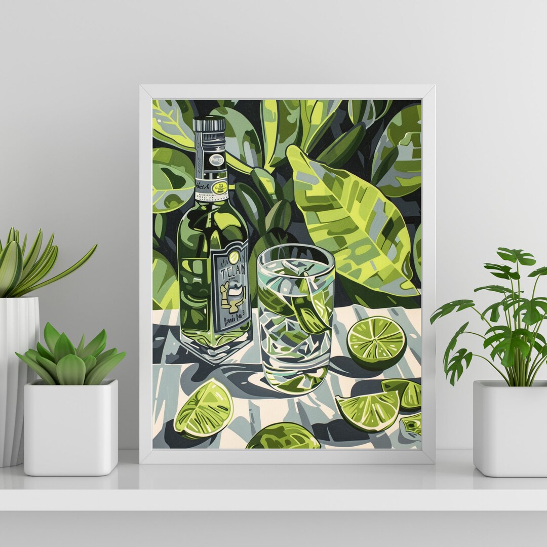 Tequila Wall Art Cocktail Poster Print Alcohol Framed Canvas Aesthetic ...