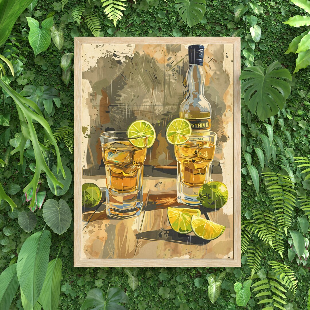 Tequila Wall Art Cocktail Poster Print Alcohol Framed Canvas Aesthetic ...