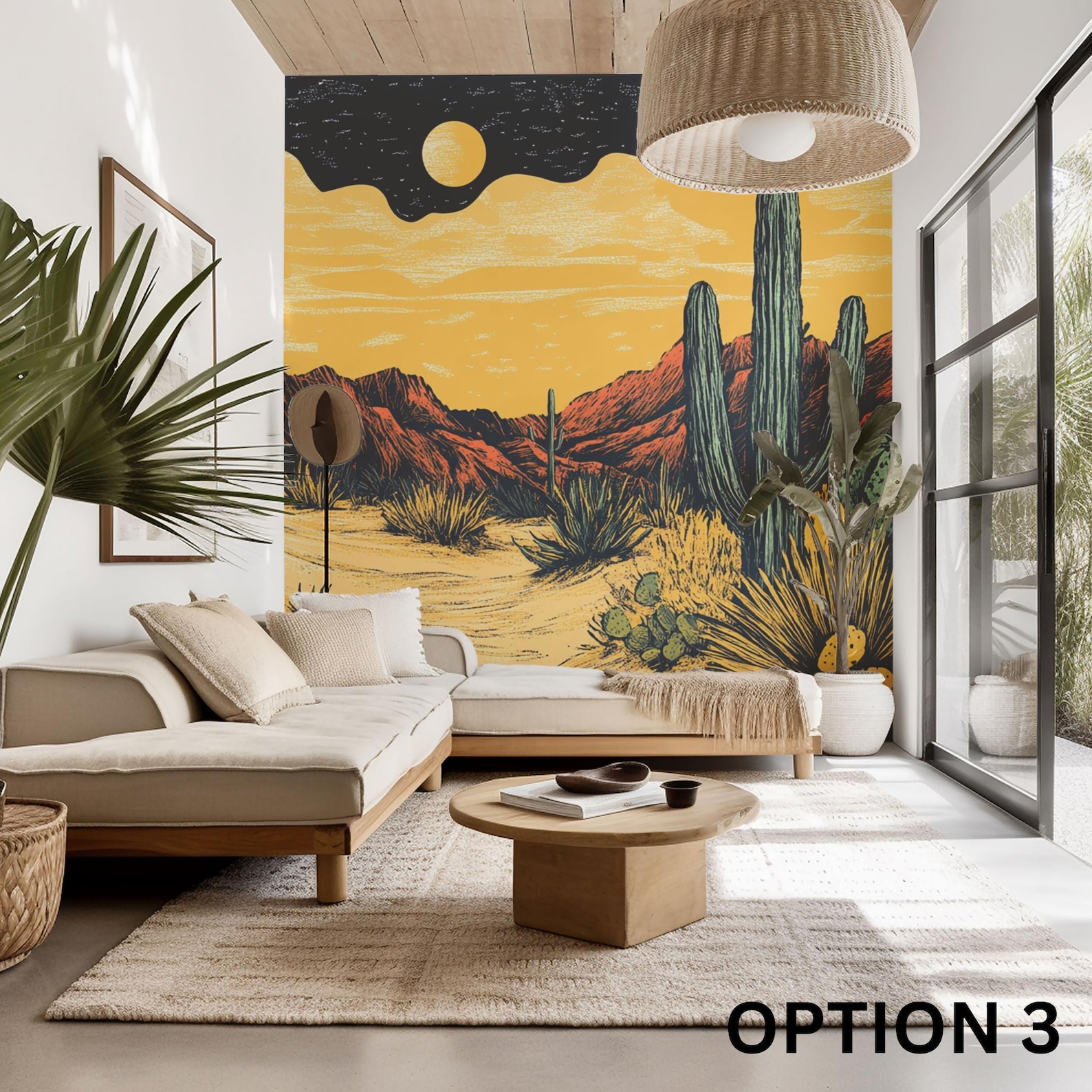 Retro Desert Cactus Wall Mural Collection: Southwestern Wallpaper Decor ...