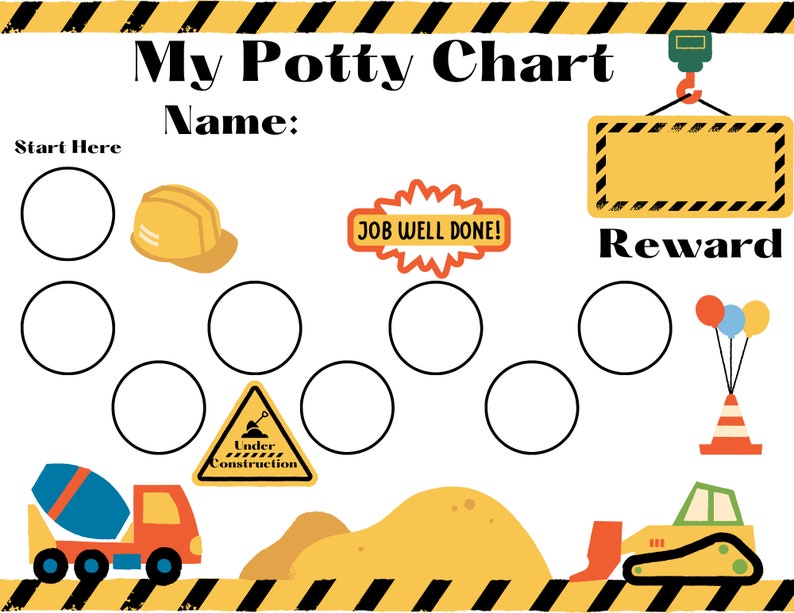 Construction Potty Chart, Printable Potty Training Toilet Training ...