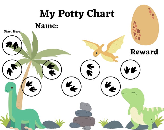 Dinosaur Potty Chart Printable Potty Training Toilet Training Reward ...