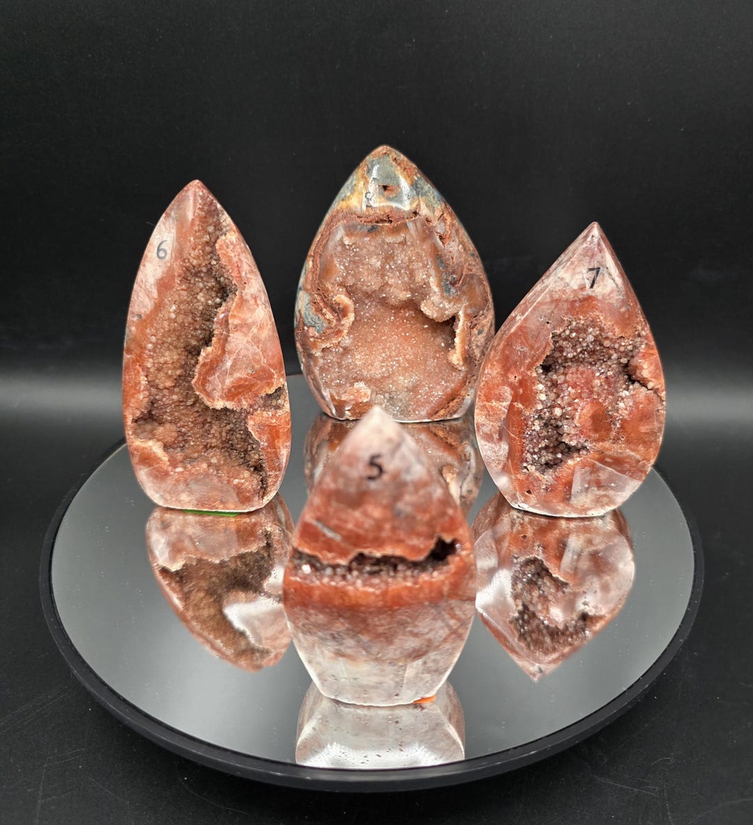 Red Sphalerite Druzy Crystal Teardrop | Hand-carved Teardrop | Reiki ...