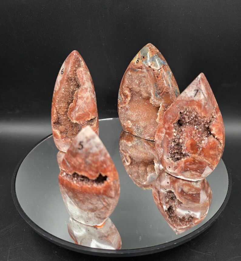 Red Sphalerite Druzy Crystal Teardrop | Hand-carved Teardrop | Reiki ...