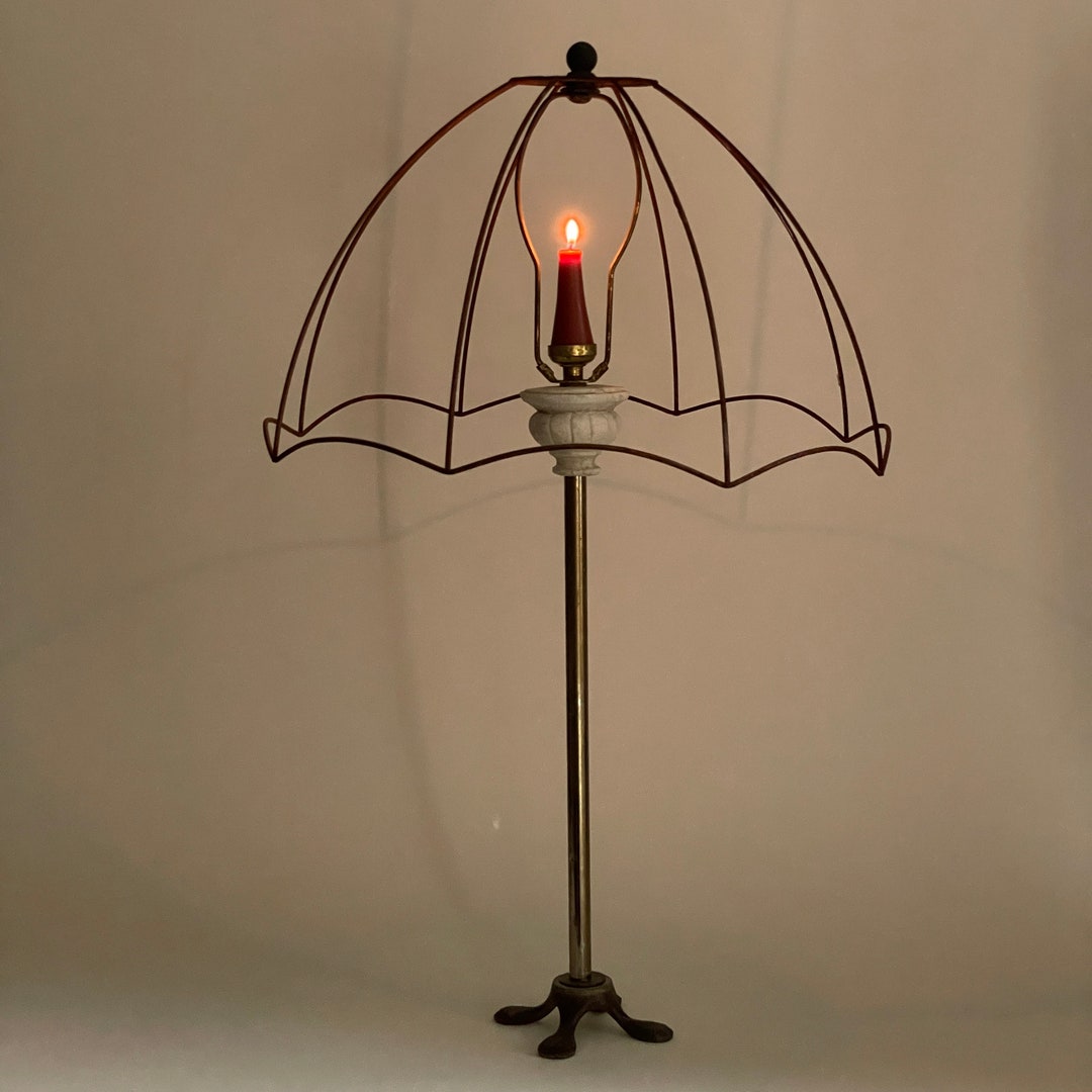 Re-purposed Metal Wire Table Lamp Into Candlestick Holder by Artist ...