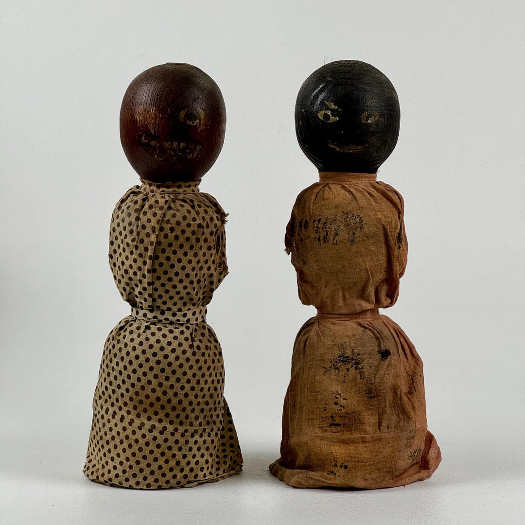 Pair of Vintage Folk Art Wooden Carnival Target Dressed up Dolls, Set 3 ...