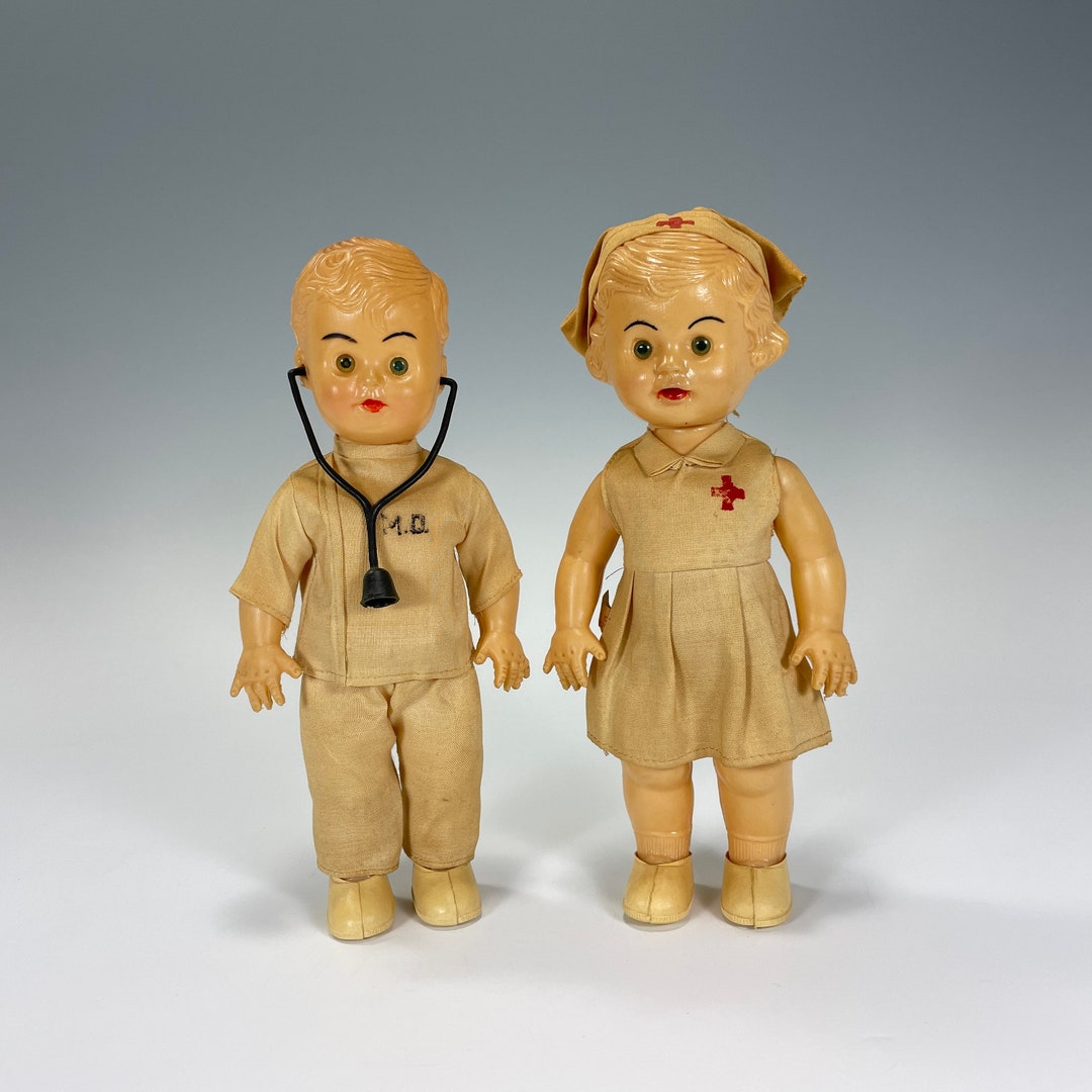 Adorable Pair of Antique Celluloid Nurse & Doctor Dolls - Etsy