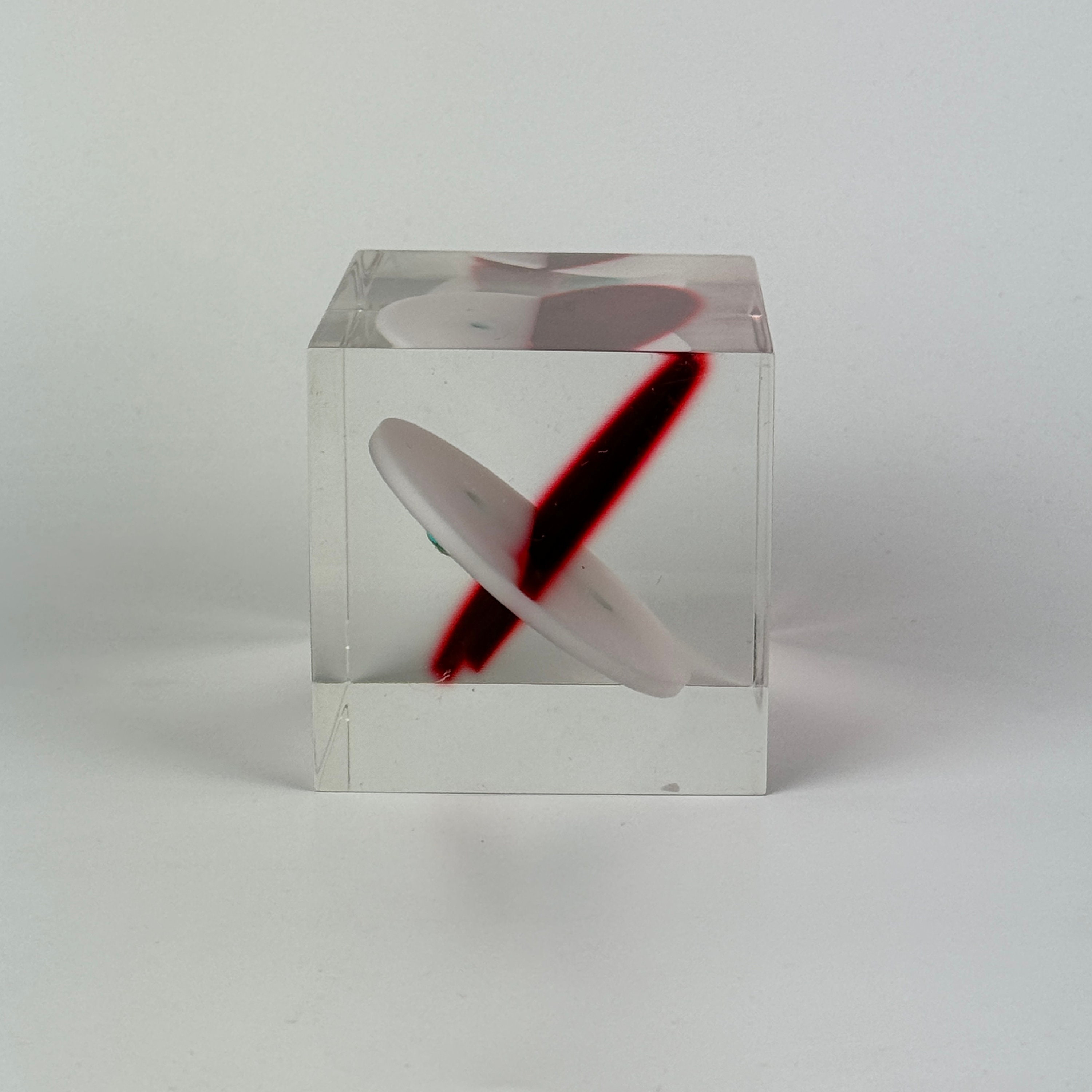 Unique 1970's Lucite Art Cube Sculpture With Floating Abstract Head ...