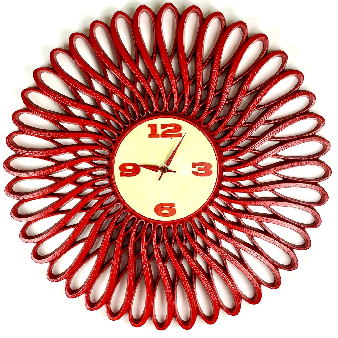 Gorgeous Red Mid-century Modern Wall Clock - Etsy