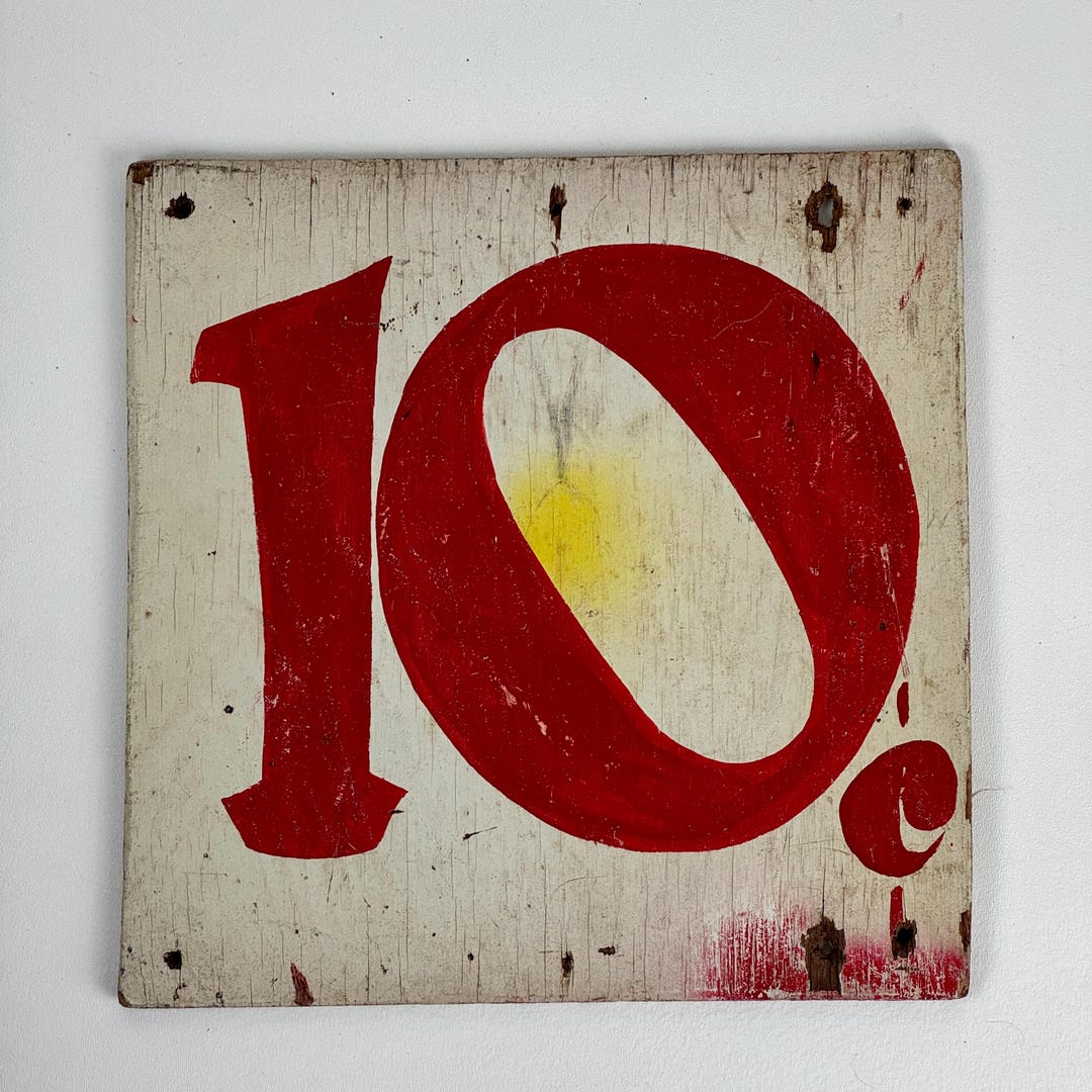 Vintage Coney Island 10 Cents Wood Sign in Bright Red, Wall Decor - Etsy