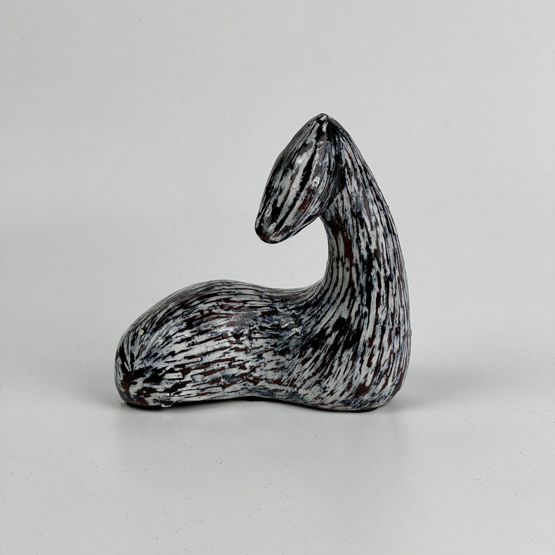 Mid Century Modern Small Ceramic Sitting Zebra Sculpture - Etsy