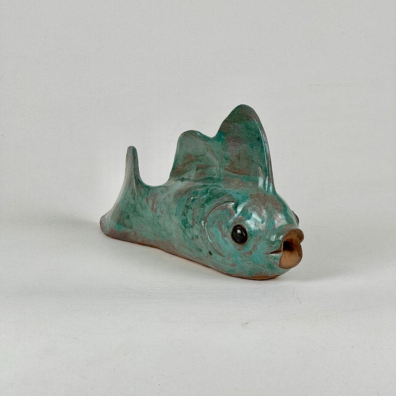 Whimsical Vintage Signed Ceramic Fish Sculpture in Aqua Color - Etsy