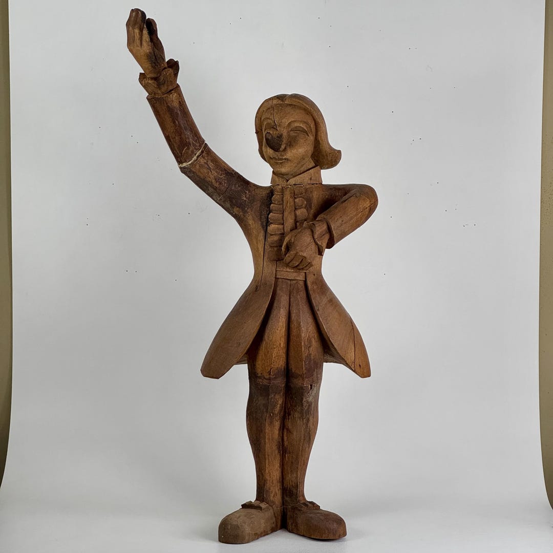 Rare & Unique 18th Century Hand Carved Wooden Sculpture of A Minstrel ...
