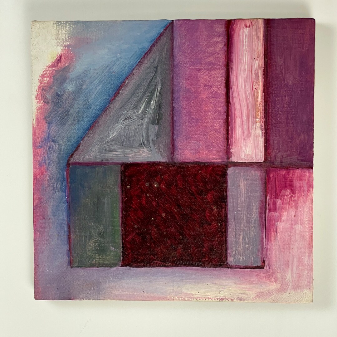 Clark Murray Rare 1980 O/C Painting, Abstract Architectural Linear Form ...