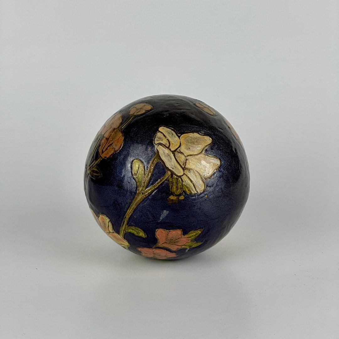 Vintage Enamel Over Ceramic Decorative Orb With Flower Motif - Etsy