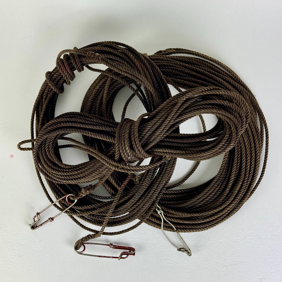 Decorative Vintage Set of 3 Oiled Hemp Duck Decoy Ropes With Metal ...