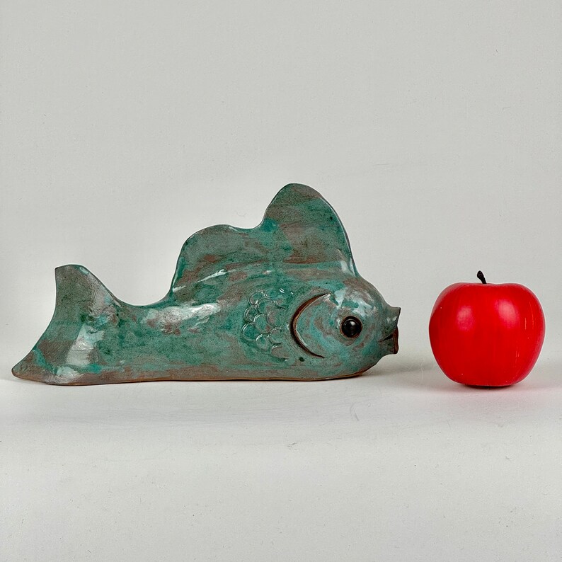 Whimsical Vintage Signed Ceramic Fish Sculpture in Aqua Color - Etsy