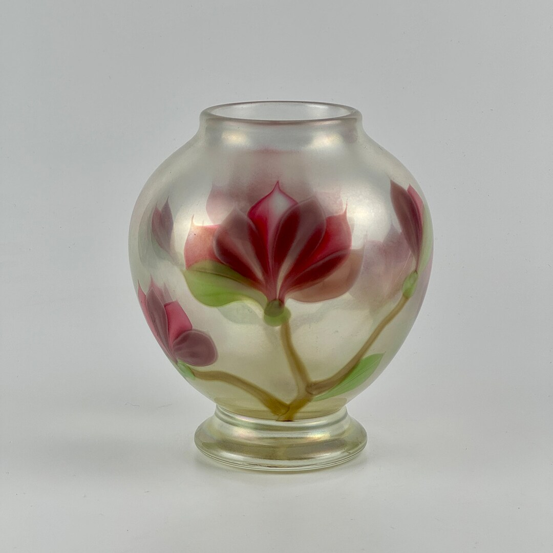 Orient & Flume Ed Alexander Art Glass Iridescent Vase With Pastel ...