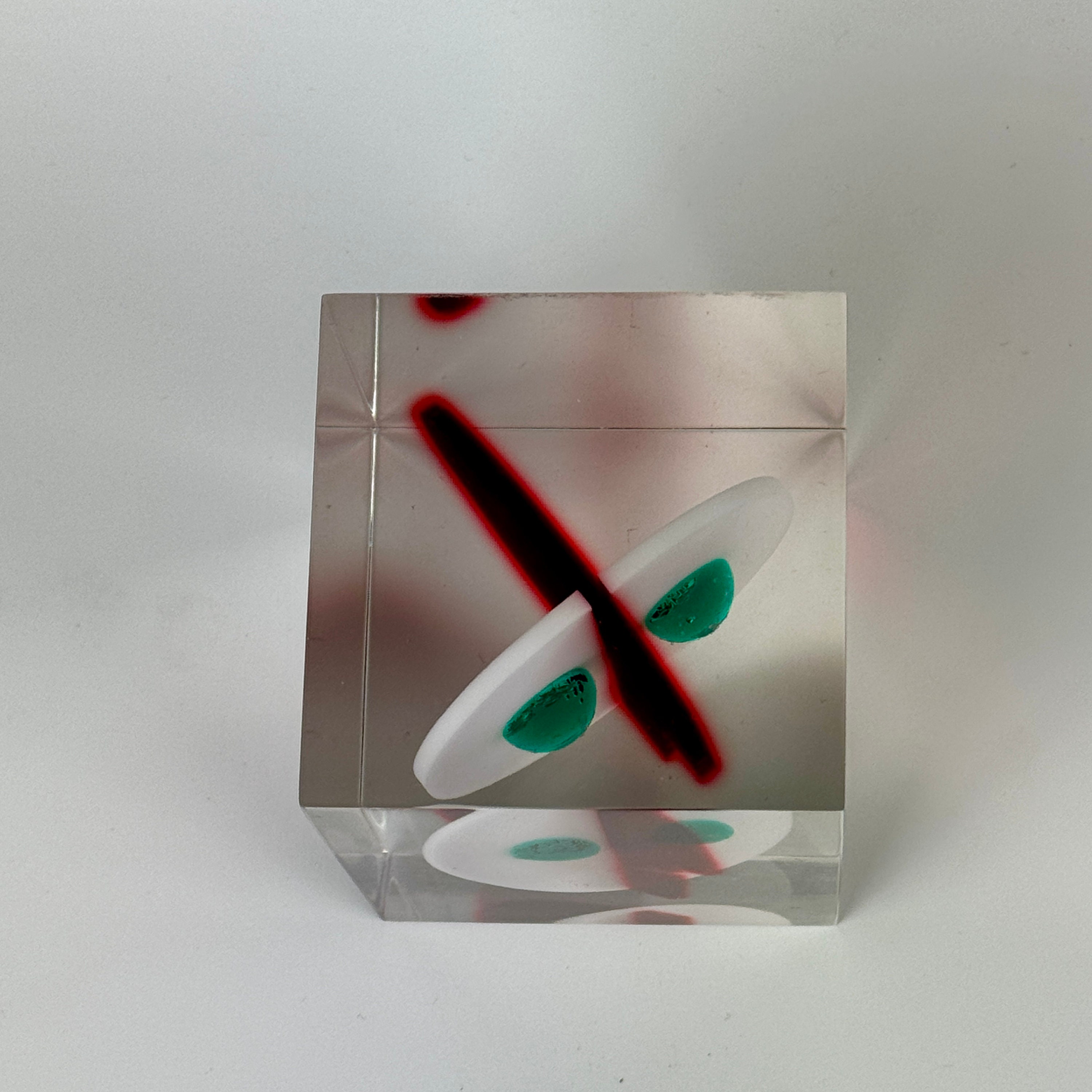 Unique 1970's Lucite Art Cube Sculpture With Floating Abstract Head ...