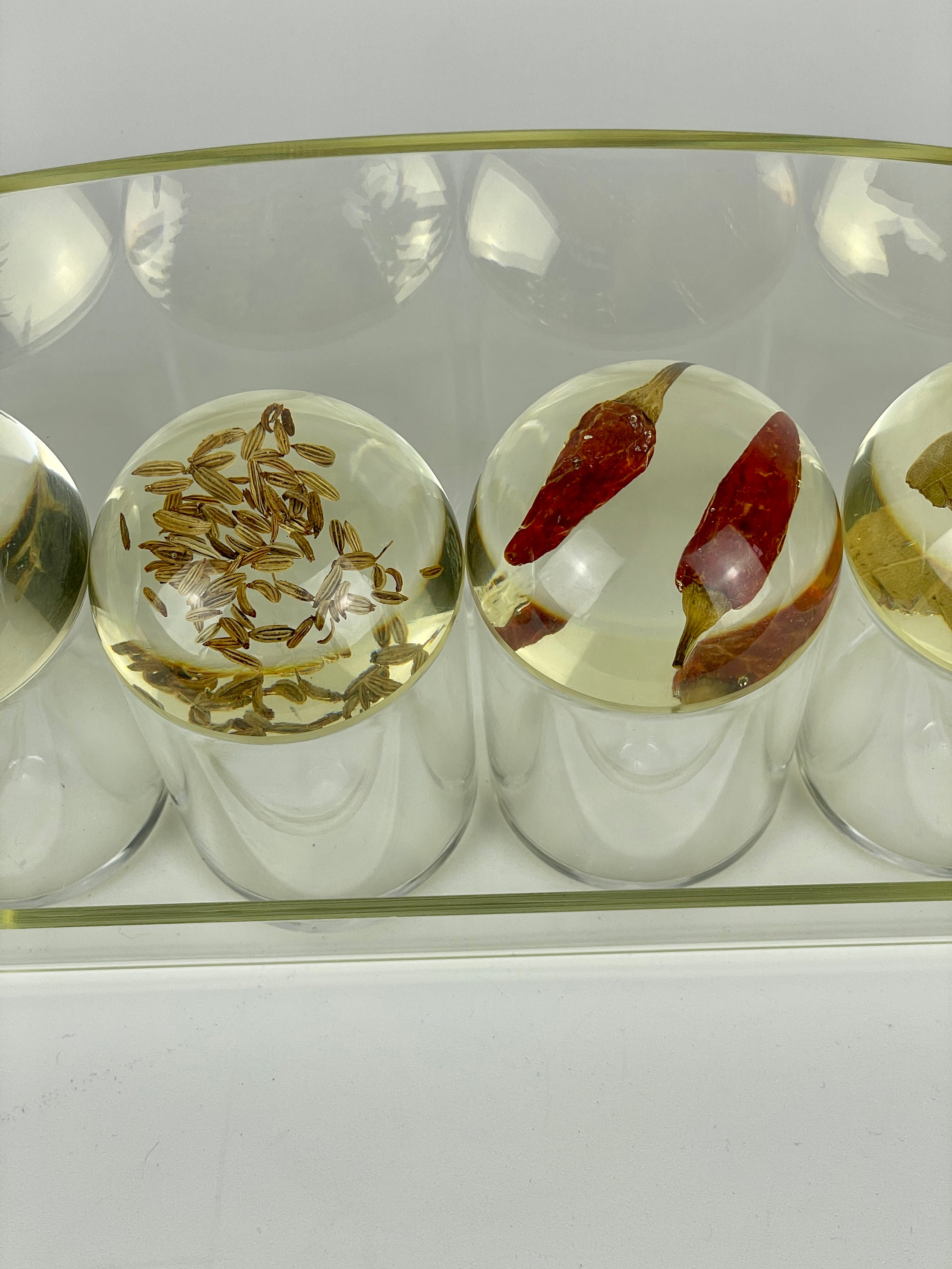 Rare French MCM Lucite Spice Canister Set With Inlaid Spices in Covers ...