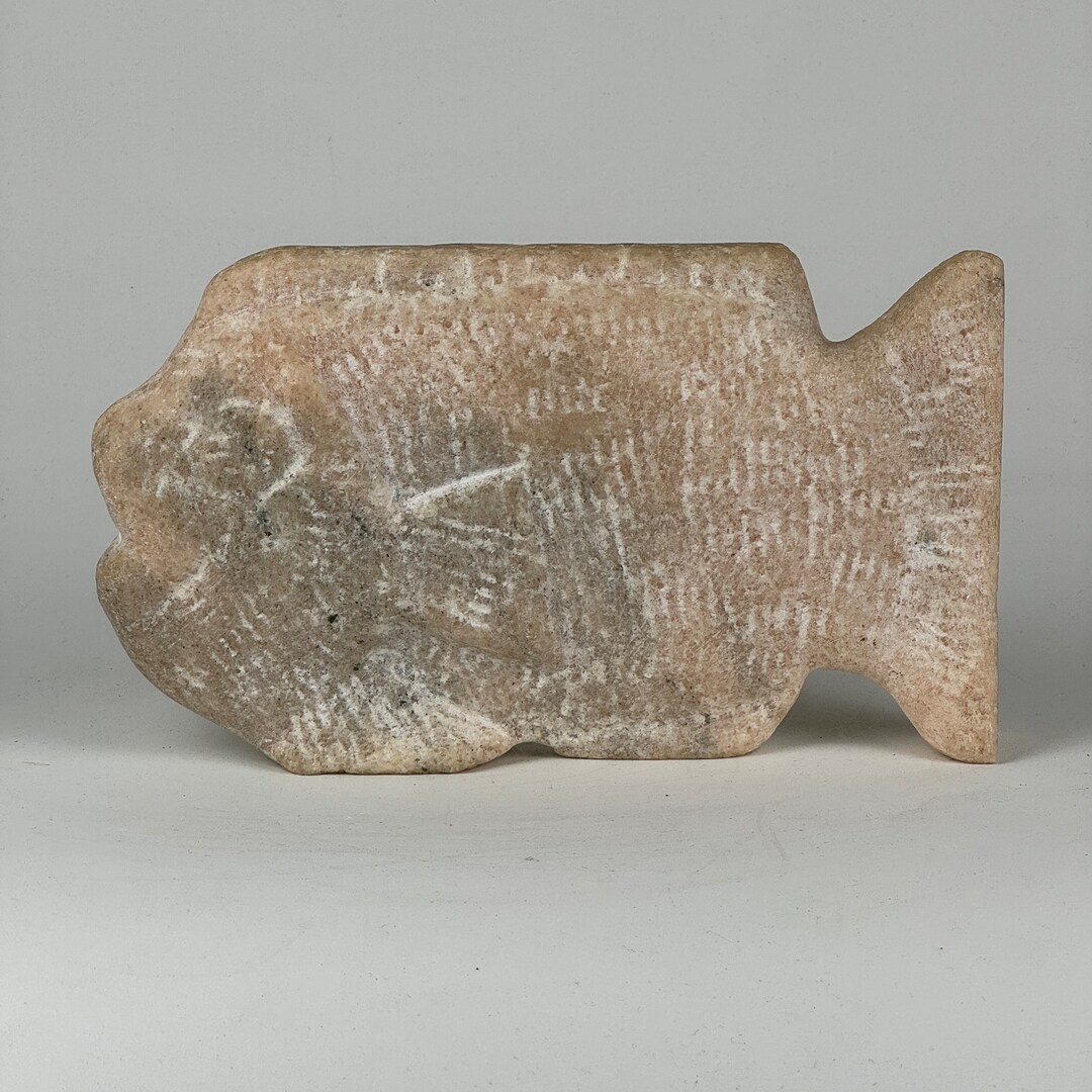 Vintage Hand Carved Stone Fish Sculpture in Light Pink/gold Hue - Etsy