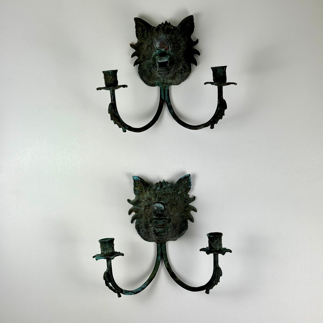 Pair of Majestic Antique Growling Boar Heads Cast Metal Sconces - Etsy