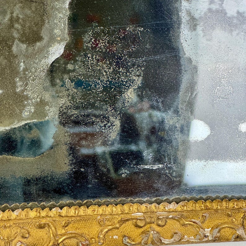 Antique Horizontal Long & Narrow Distressed Gilded Mirror - Etsy