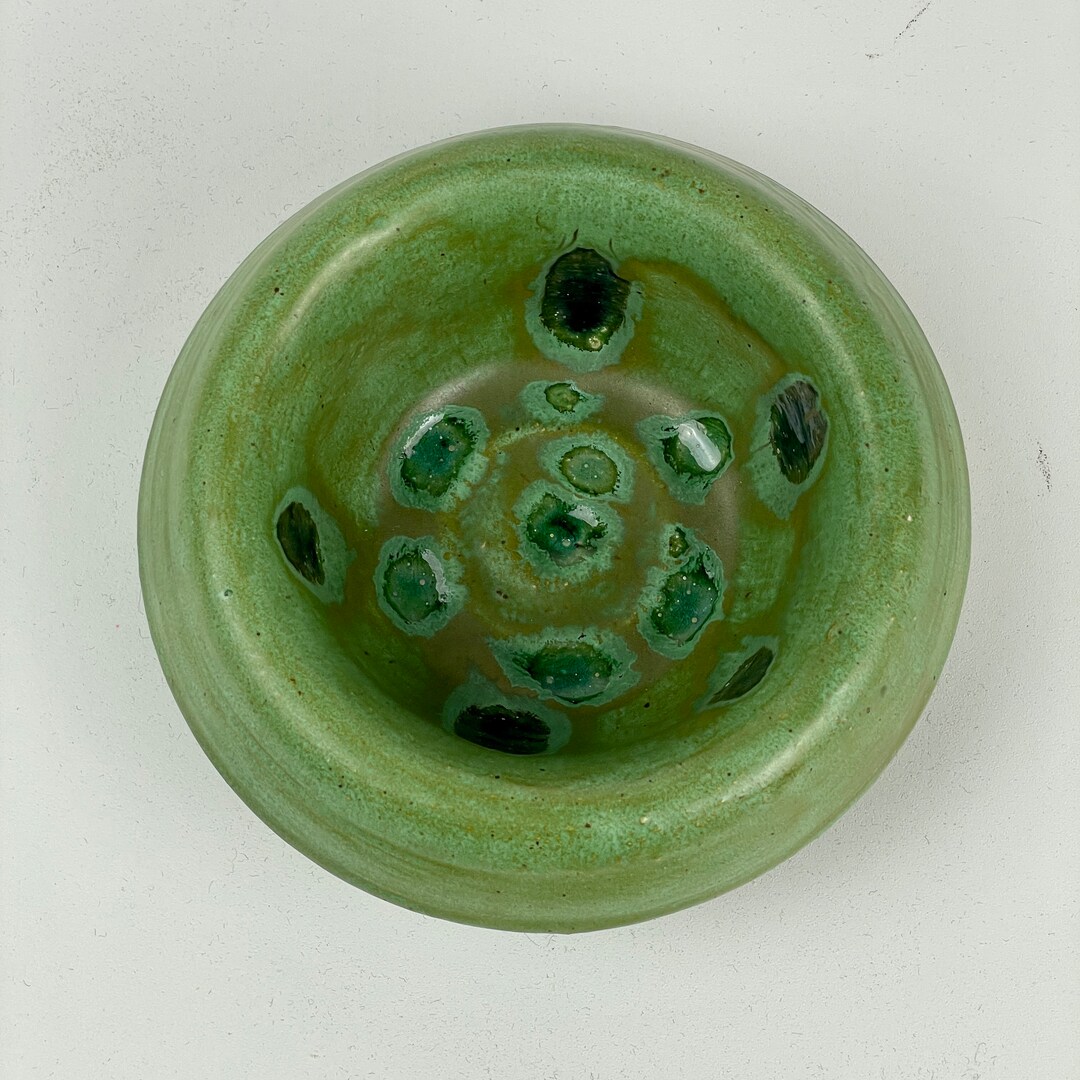MCM Spotted Avocado Green Studio Pottery Bowl - Signed - Etsy