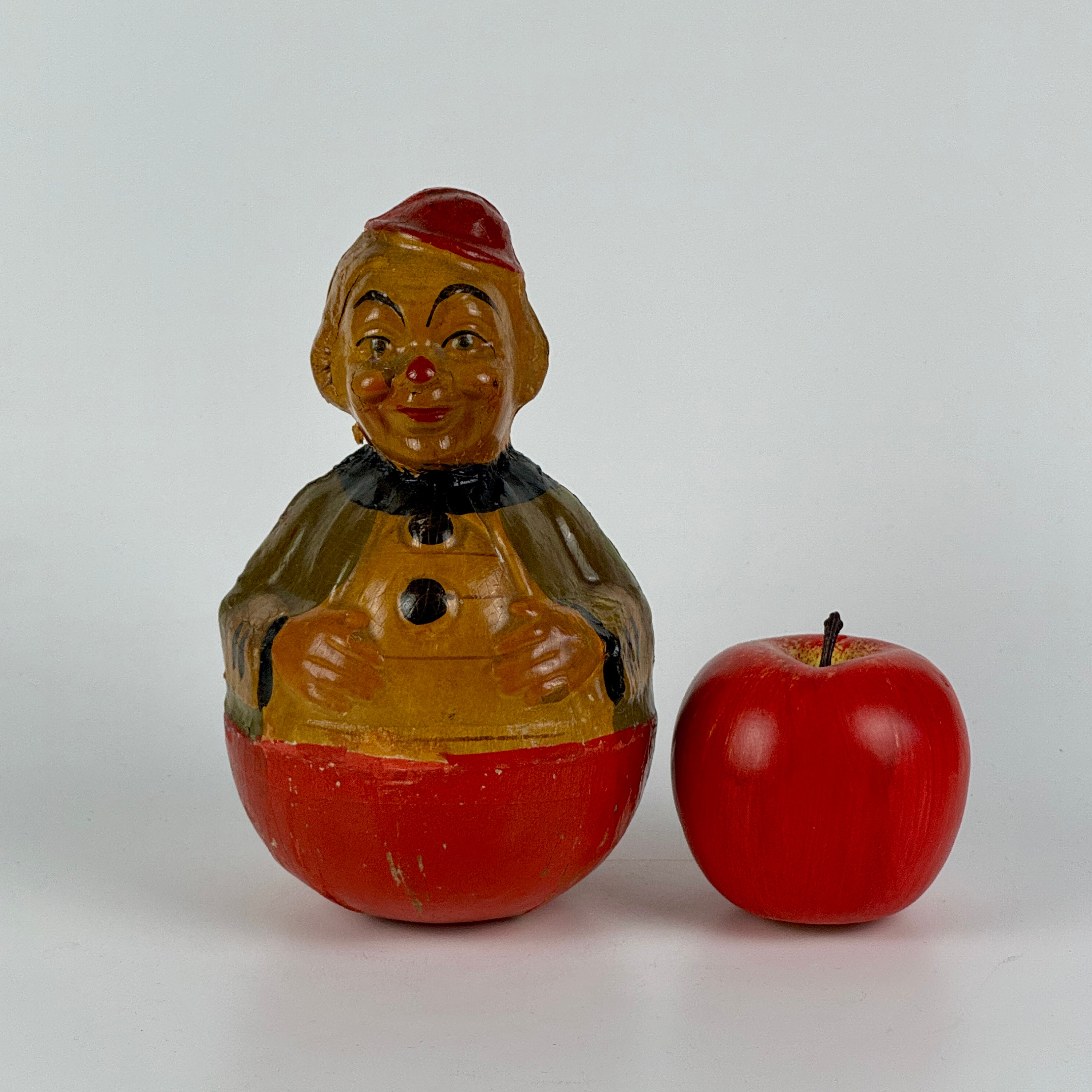 Antique 19th Century Schoenhut Germany Paper Mache Clown Doll Roly Poly ...