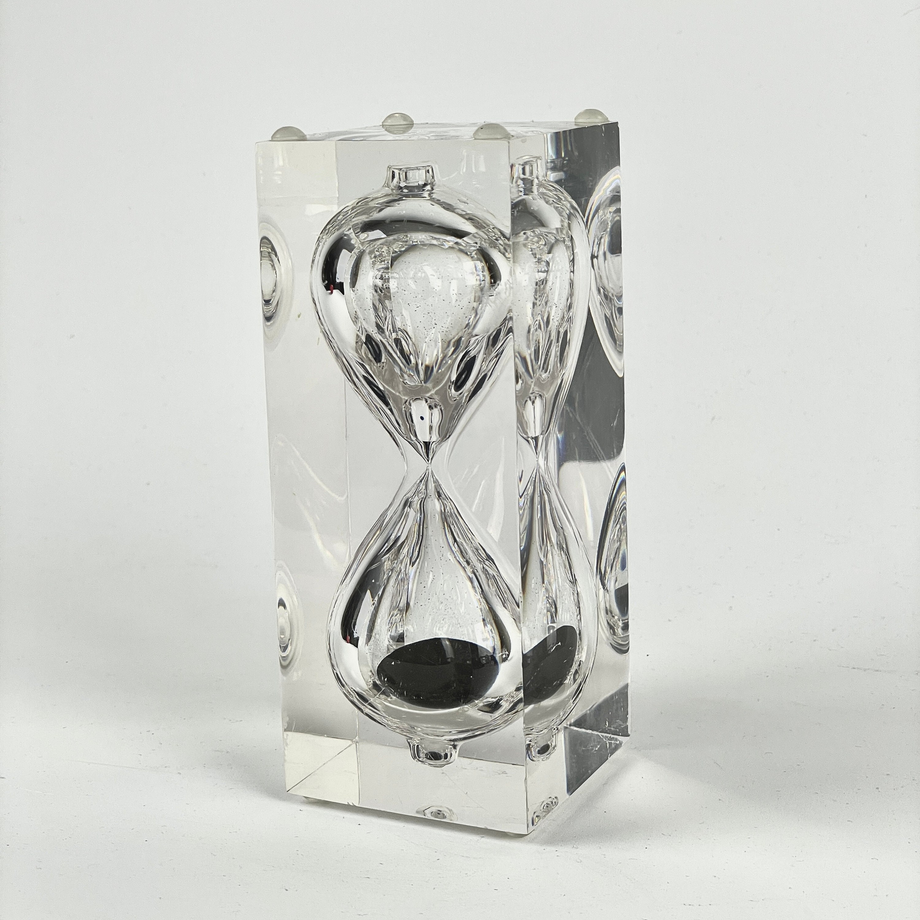 1970's Floating Hourglass in Lucite Sculpture Attr. to Pierre Giraudon ...