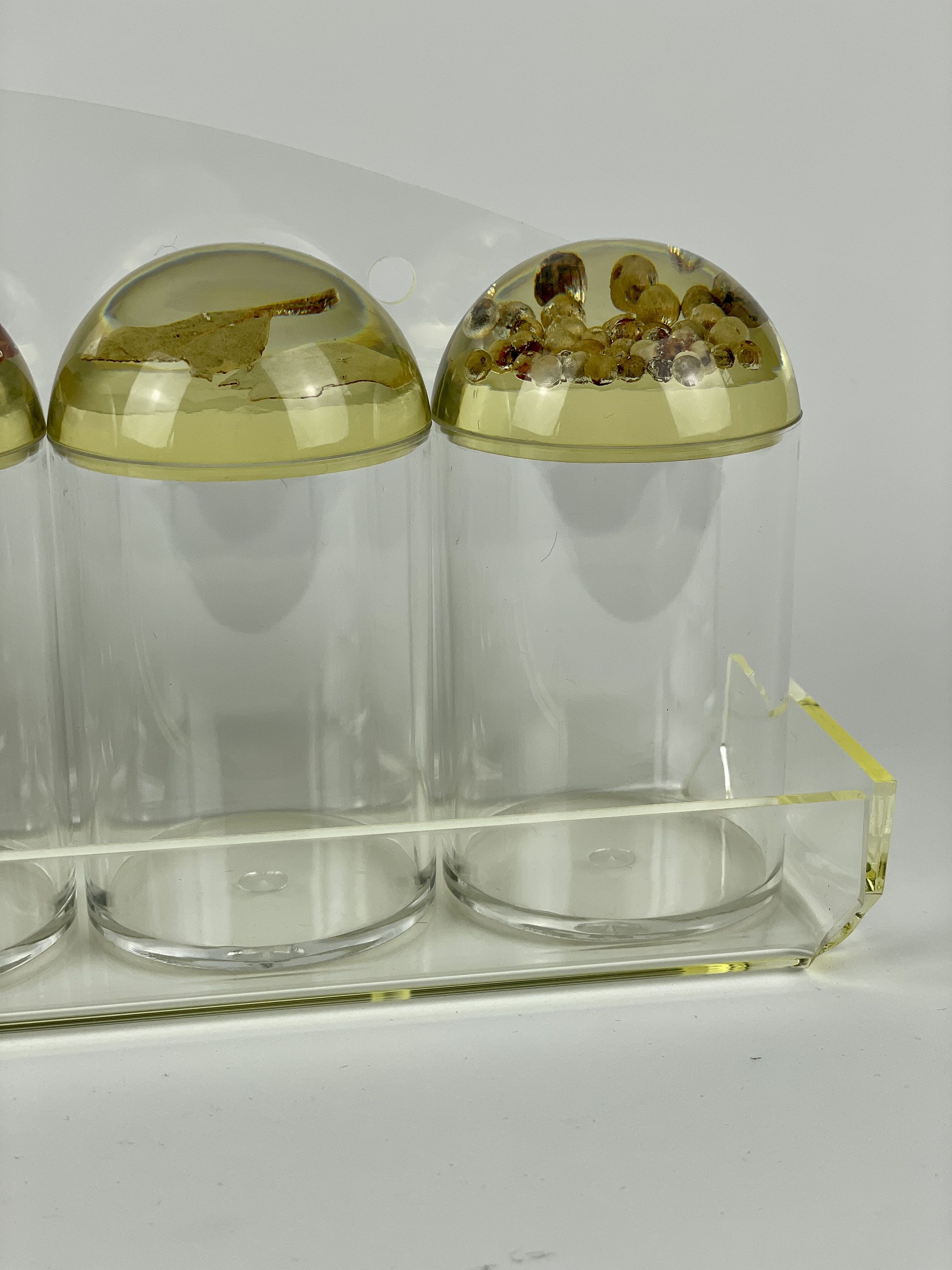 Rare French MCM Lucite Spice Canister Set With Inlaid Spices in Covers ...