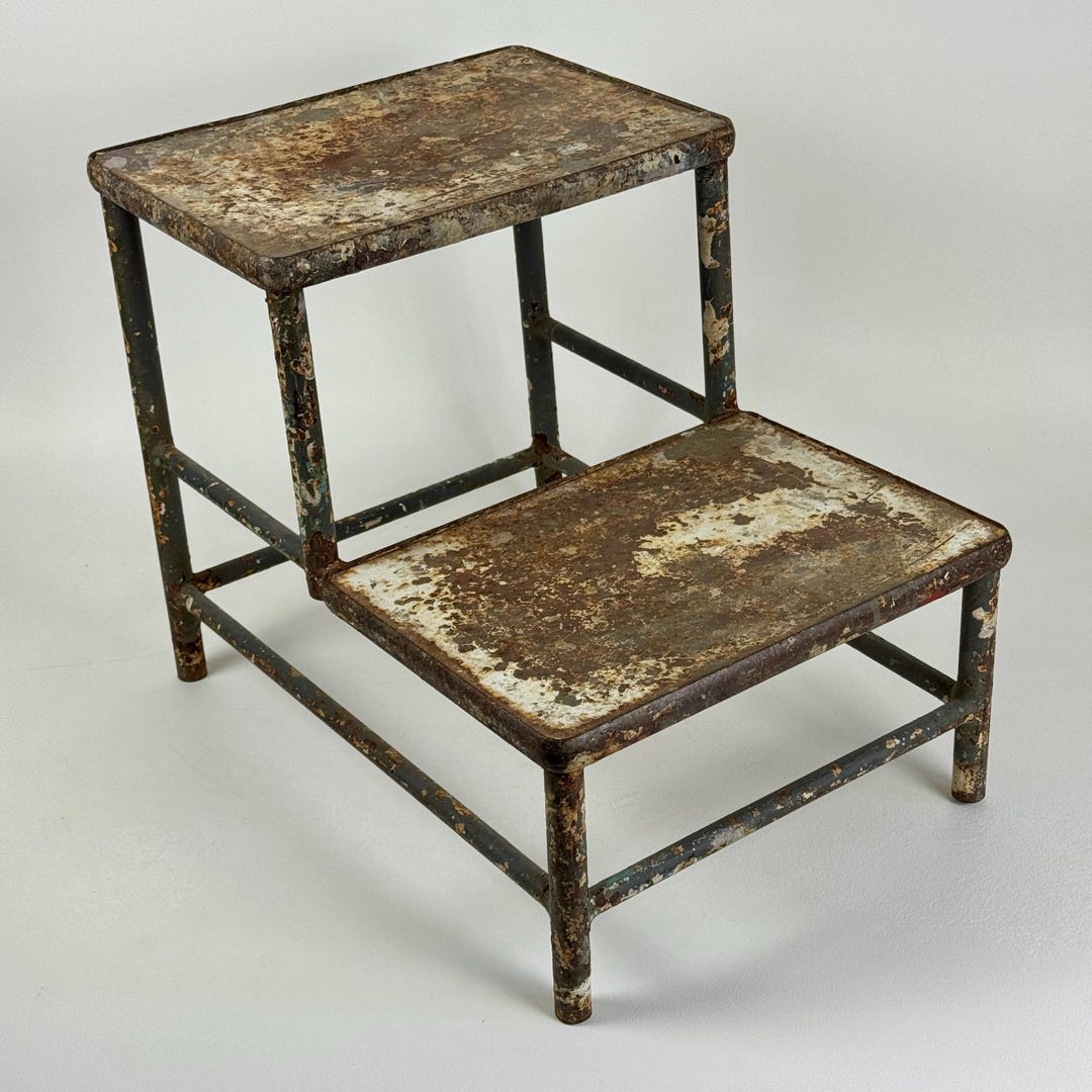 Vintage Metal 2 Step Multi Purpose Decorative Industrial Stool ...