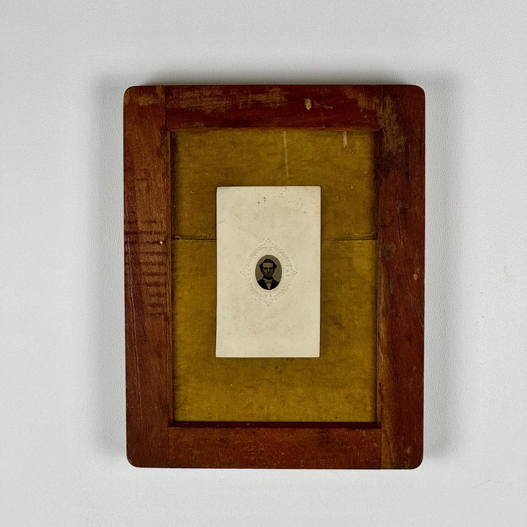 Antique Tiny Tintype Photo of Gentleman in Larger Wooden Frame - Etsy