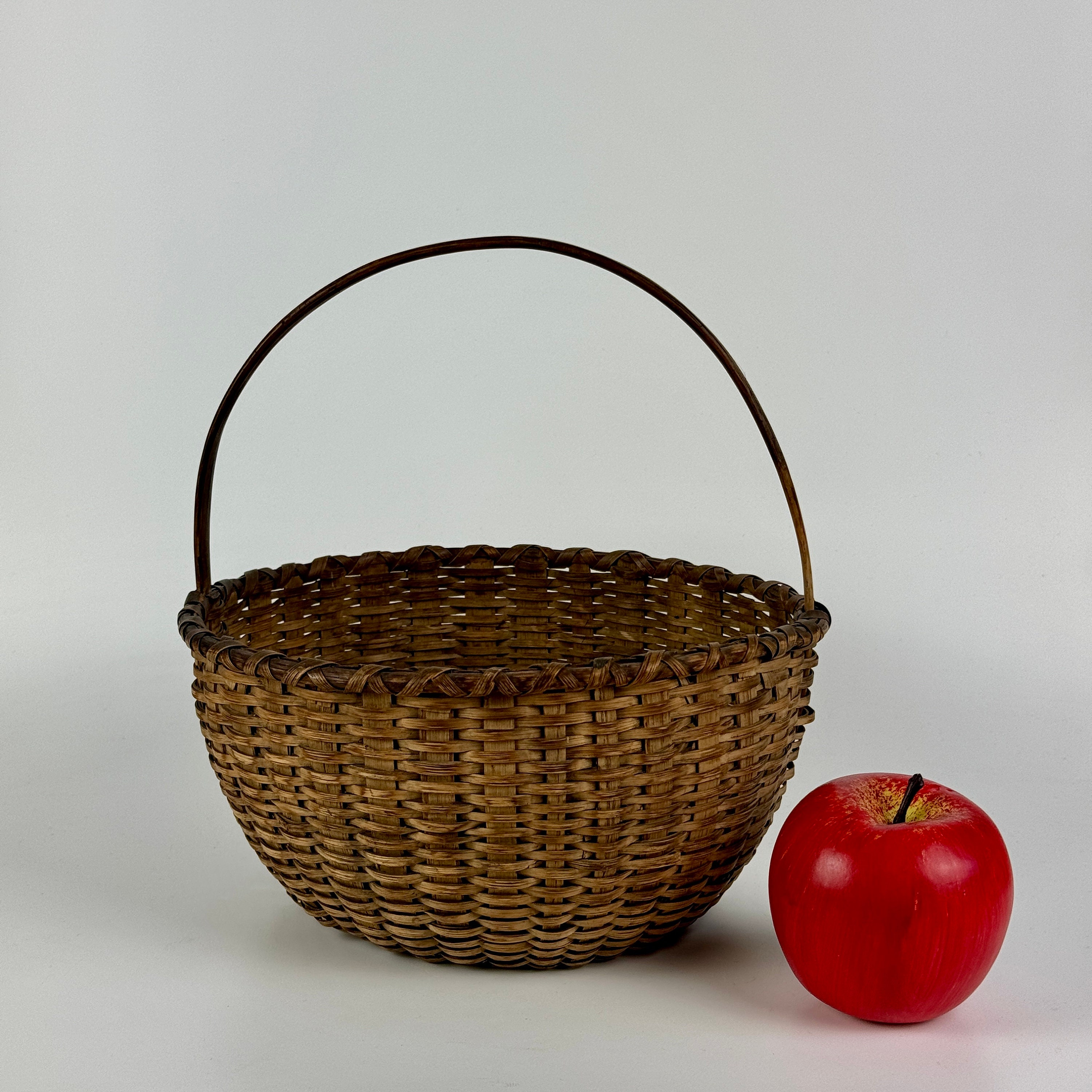 19th Century Antique Woven Ash Splint Gathering Basket, Round & Shallow ...