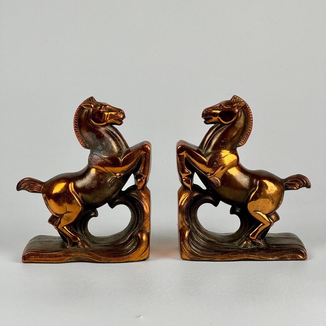 Art Deco Pair of Copper Horses Bookends - Etsy