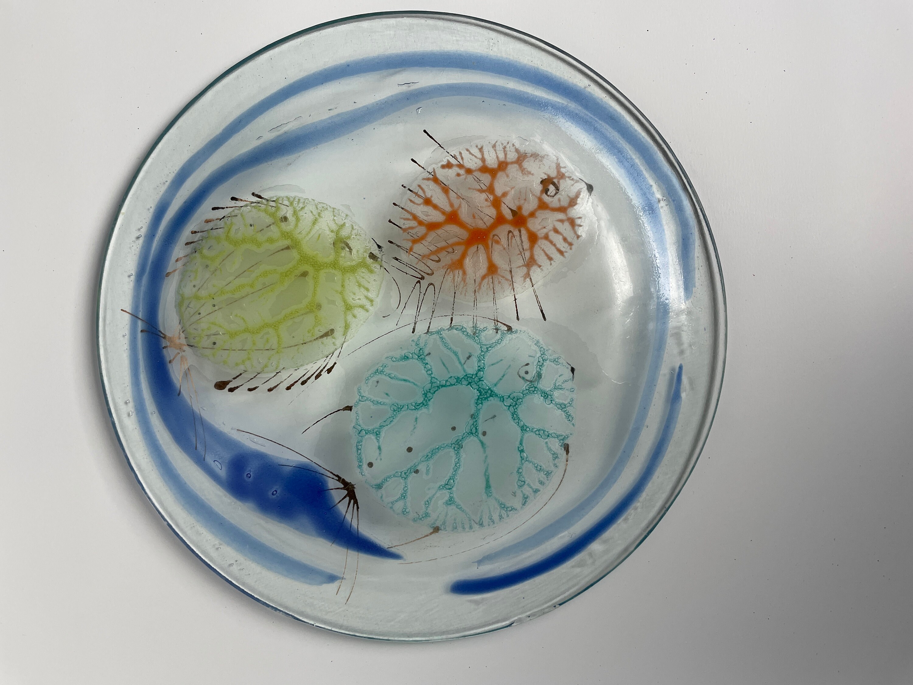 1950's Frances Higgins Signed Hand Fused Glass Plate With 3 Fish - Etsy