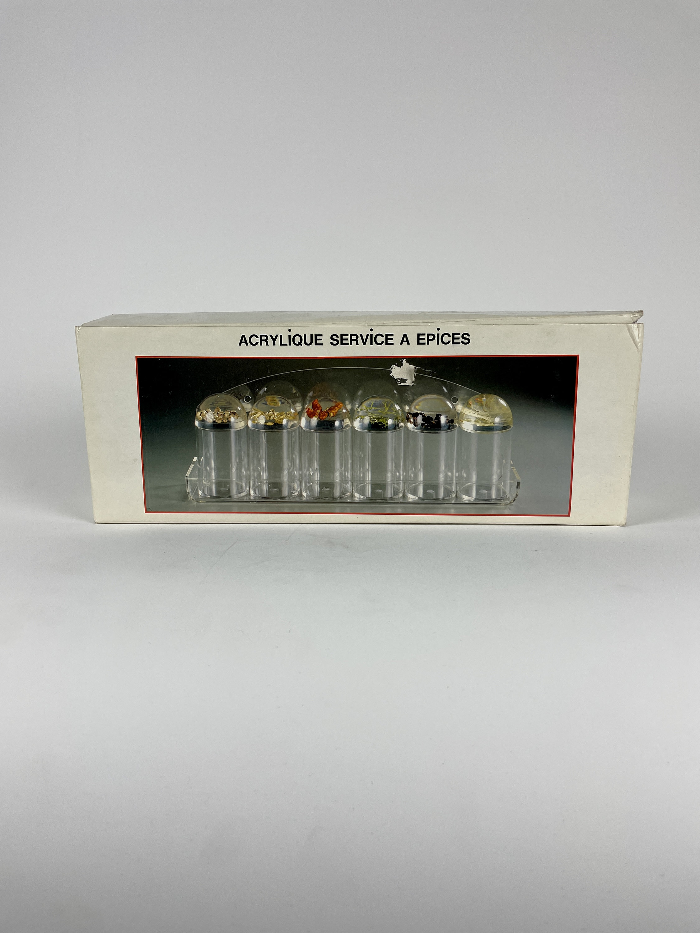 Rare French MCM Lucite Spice Canister Set With Inlaid Spices in Covers ...