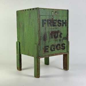 Stupendous 1800s Antique "fresh 10c Eggs" Wooden Cupboard Box on Legs ...