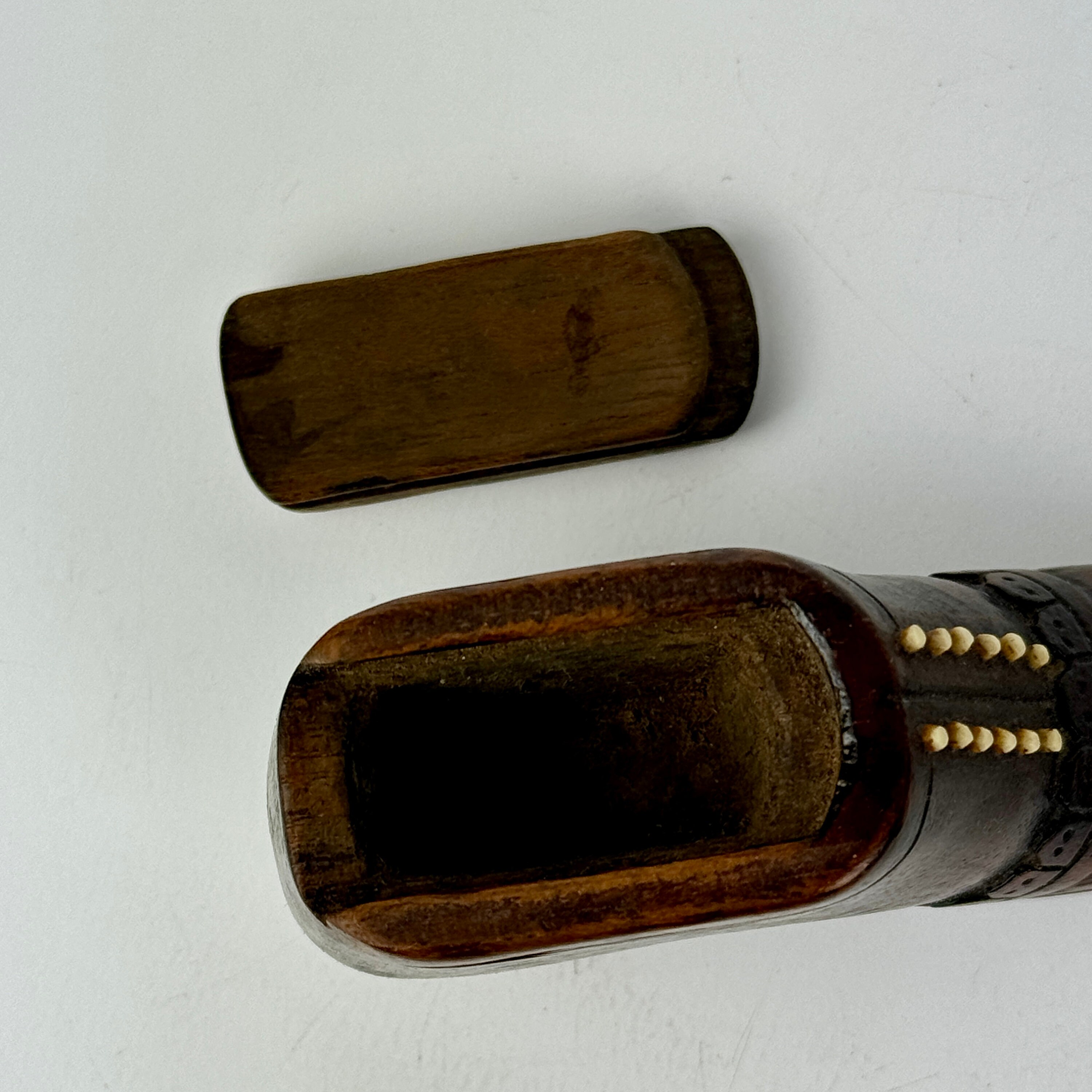 19th Century Antique English Victorian Wood Carved Shoe Snuff Box With ...