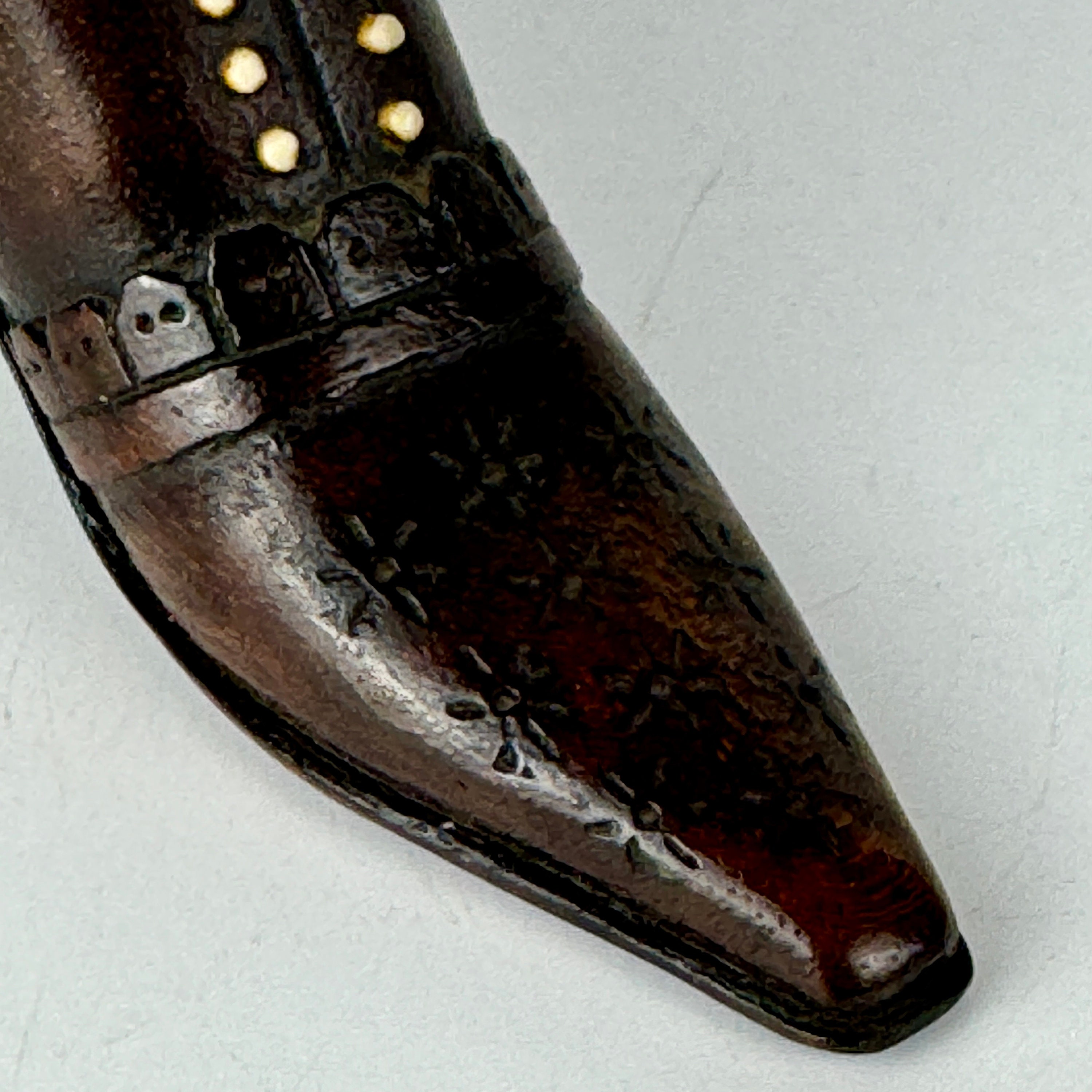 19th Century Antique English Victorian Wood Carved Shoe Snuff Box With ...