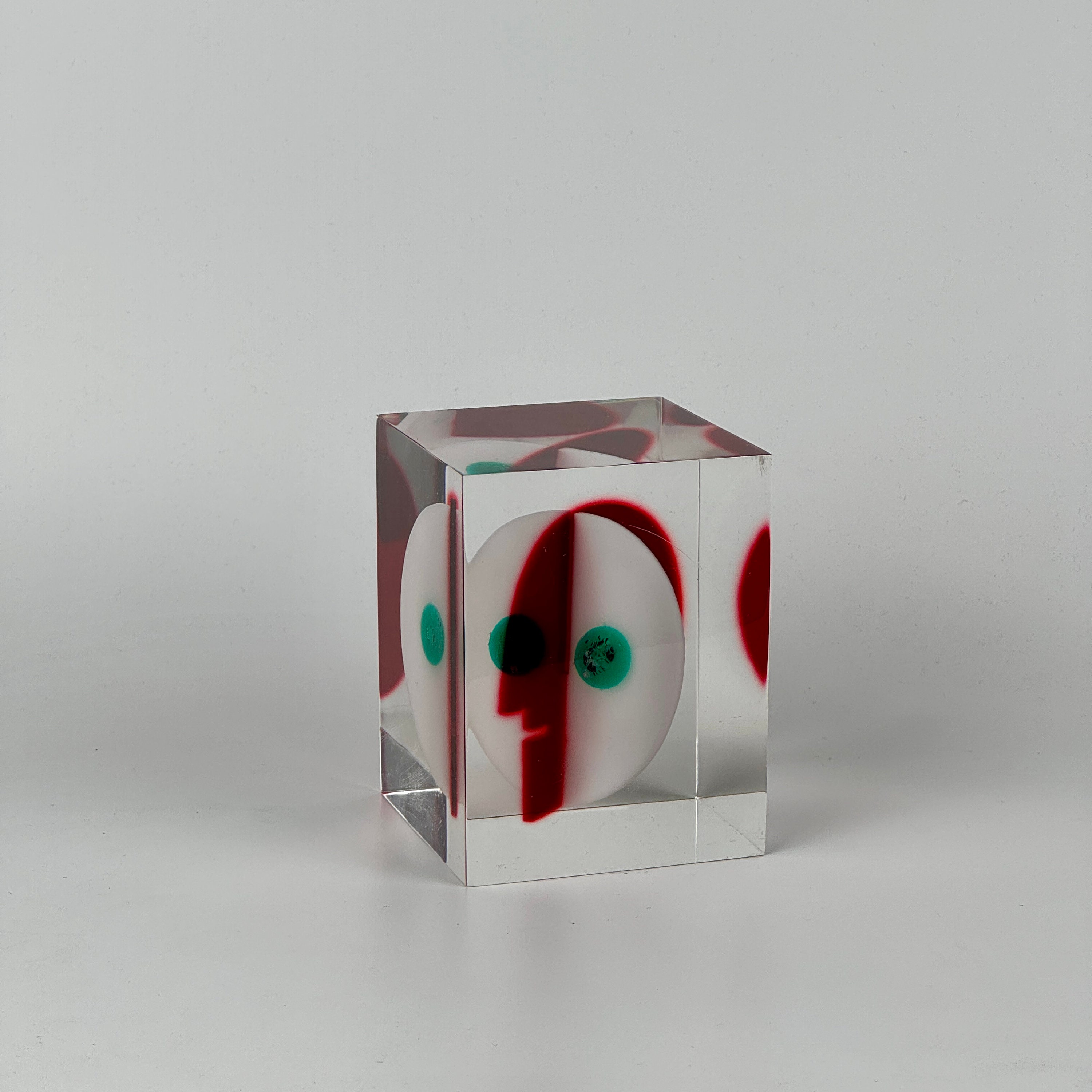 Unique 1970's Lucite Art Cube Sculpture With Floating Abstract Head ...