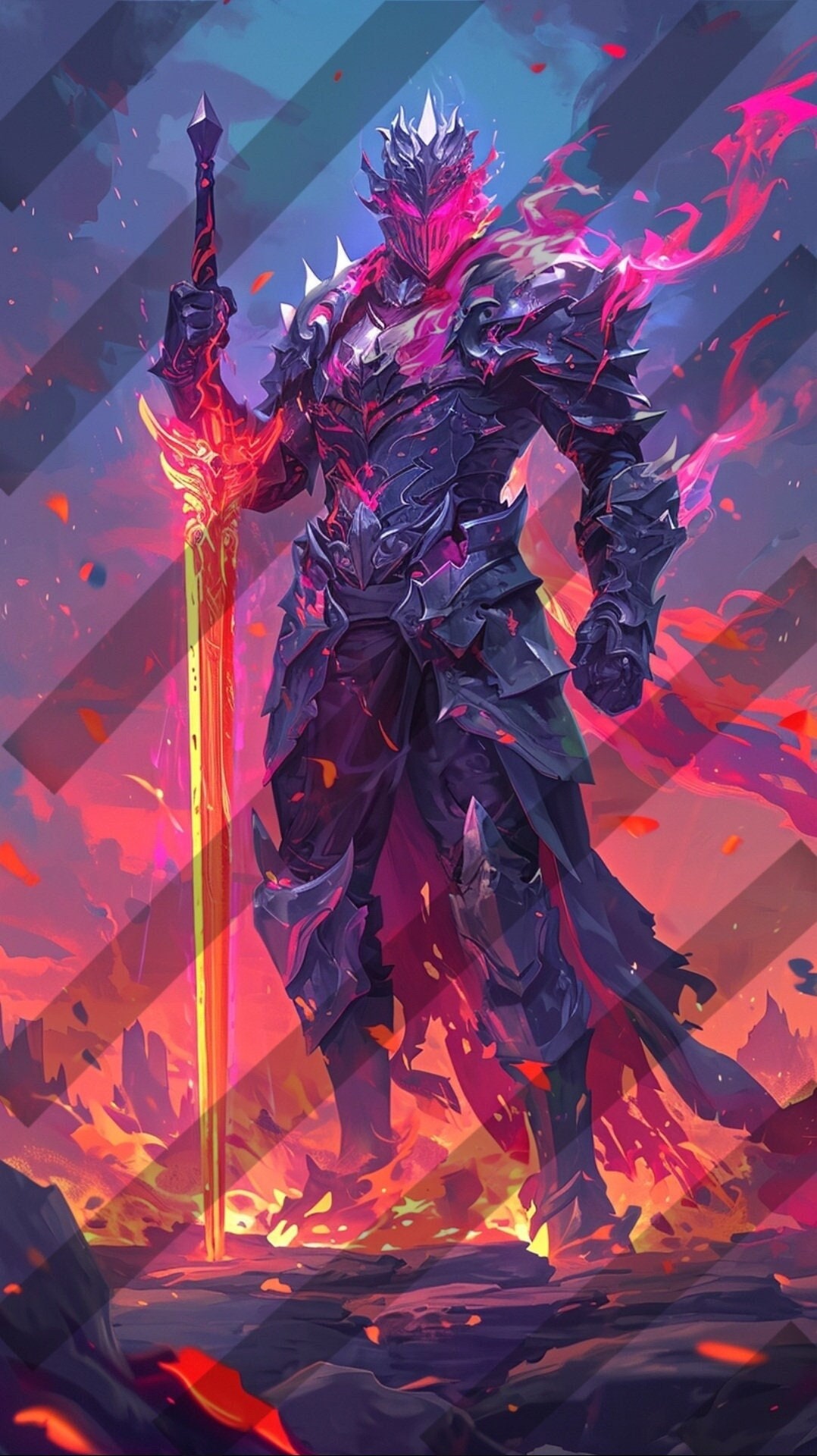 Anime Warrior Character With Fire Sword, Digital Download, Manga ...