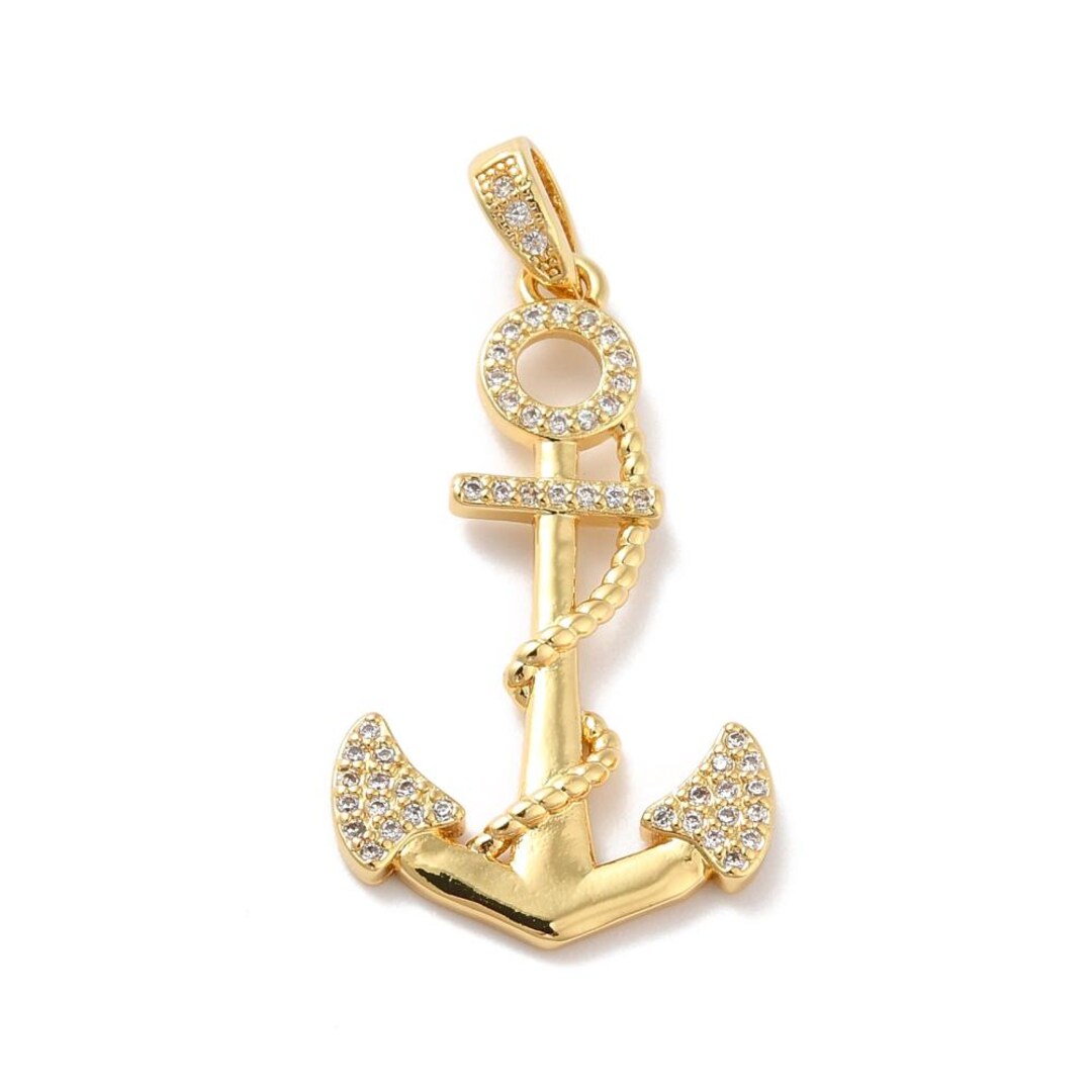 Anchor Cubic Zirconia Pendant - 18K Gold Plated, Cadmium/lead-free ...