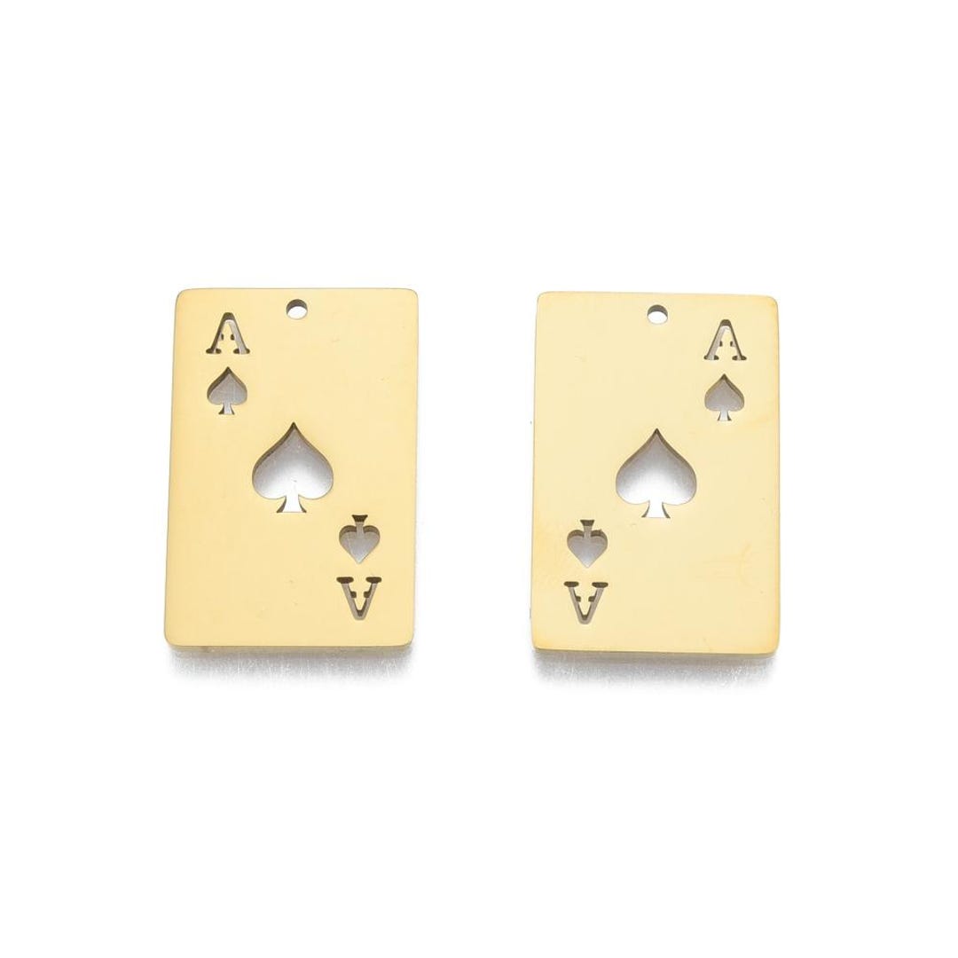 Ace Charm, Non-tarnish, Water Resistant Ace Charm, Real 18K Gold Ion ...